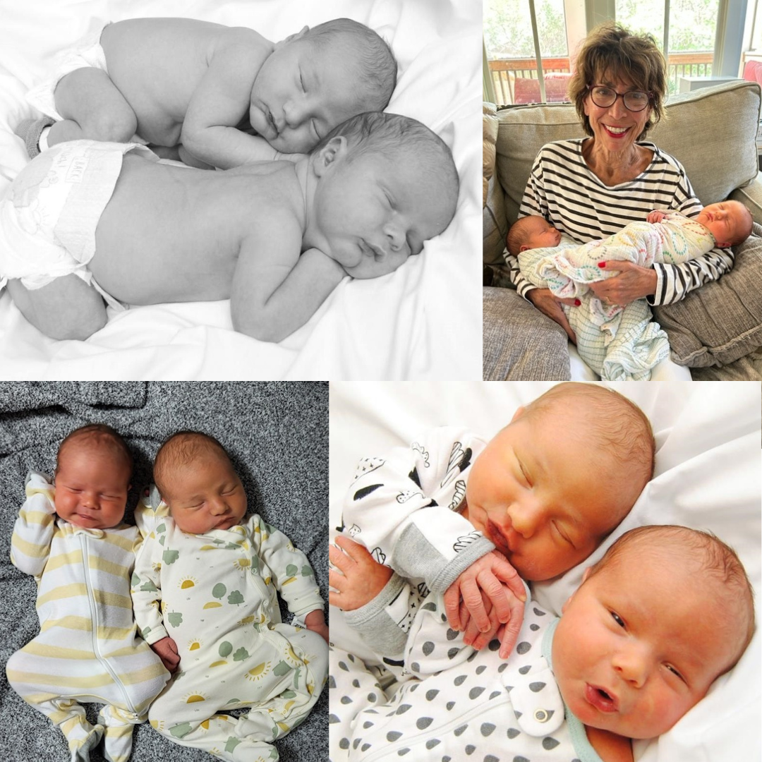 crystal with her new twin grandsons, aj and cooper